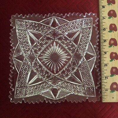 Antique American Cut Glass Square Plate with Saw Tooth Edge | eBay