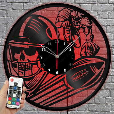 LED Vinyl Clock American football Vinyl Record Wall Clock Home Decor ...