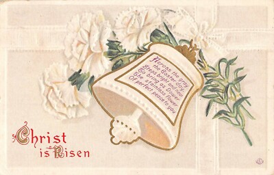 White Carnations by Poem Printed on White Bell-1914 Easter Postcard ...