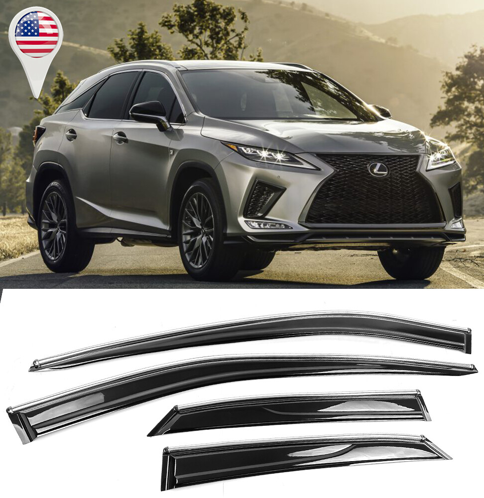 Chrome Trim Window Visor Deflector Sun Wind Guard Fit 16-22 Lexus RX350 ...