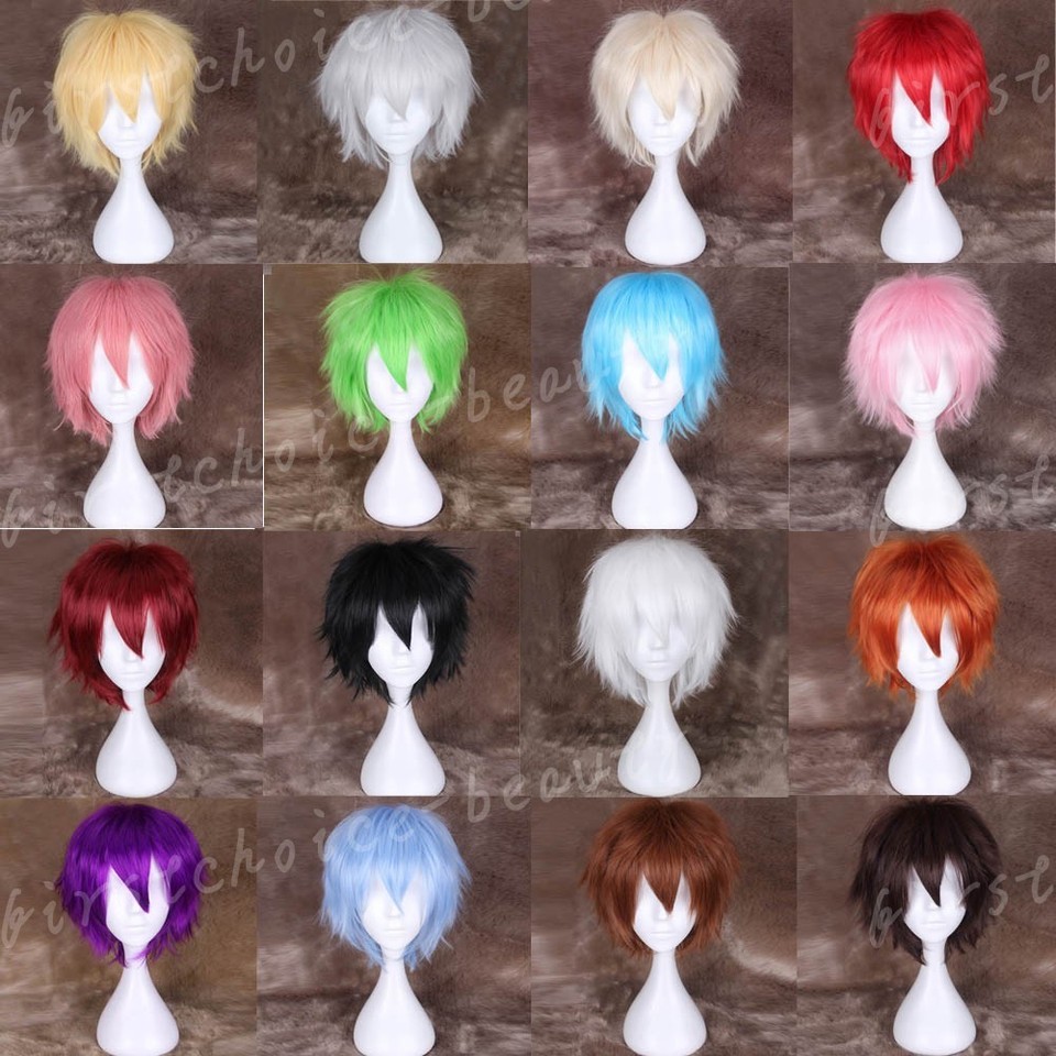 Male Female Short Anime Hair Wig Cosplay Costume Straight Synthetic ...