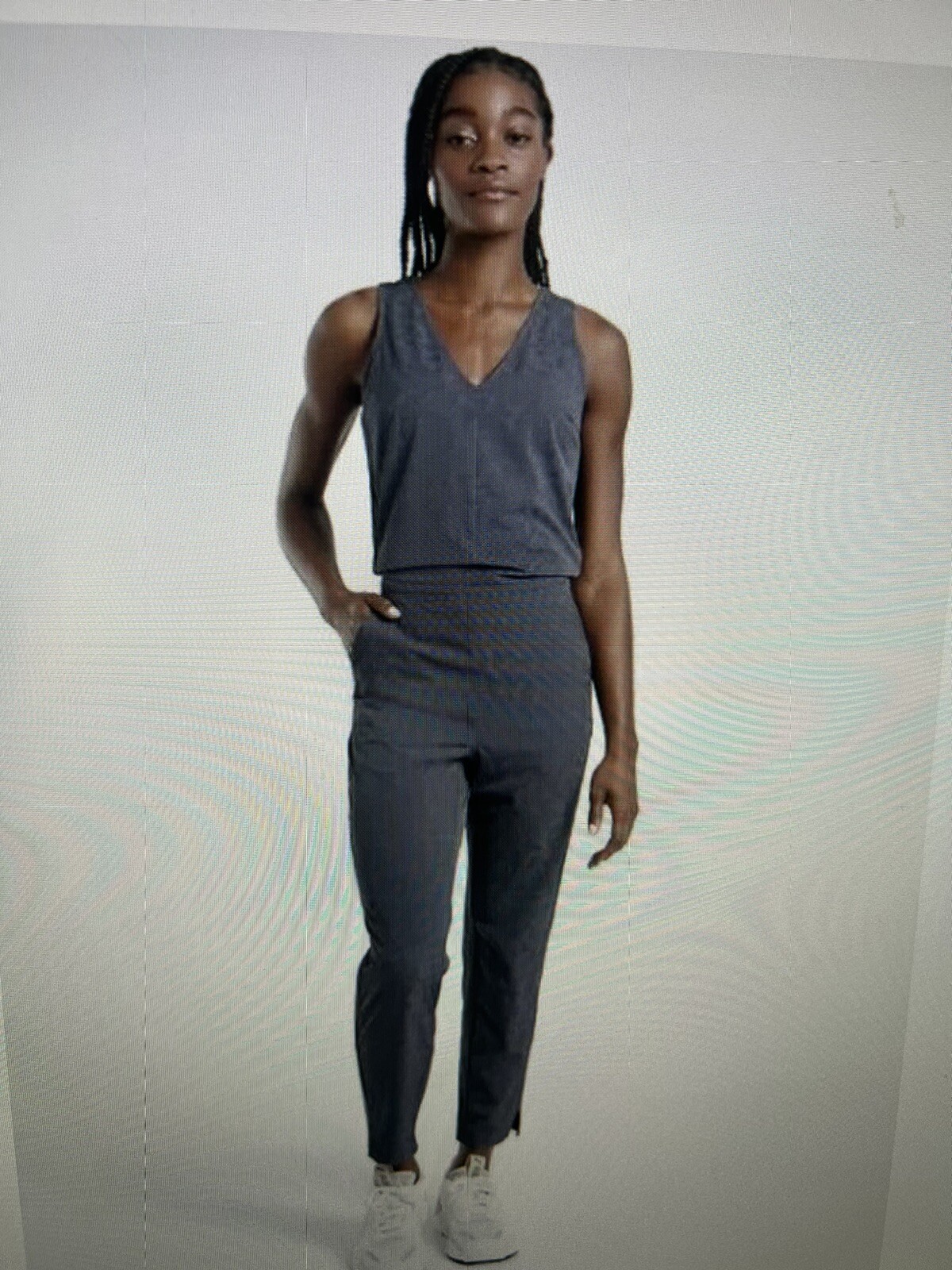 NEW Athleta Brooklyn Textured Jumpsuit 6 Medieval Violet Comfort ...