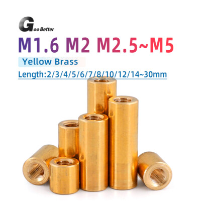 Brass M1.6 M2 M2.5~M5 Thread Sleeve Rod Bar Stud Round Connector Tube ...