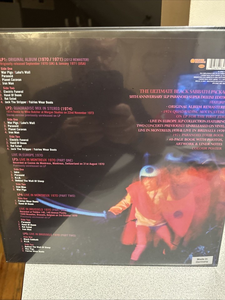 Black Sabbath Paranoid Super Deluxe Edition 5LP Vinyl Box Set SOLD OUT ...