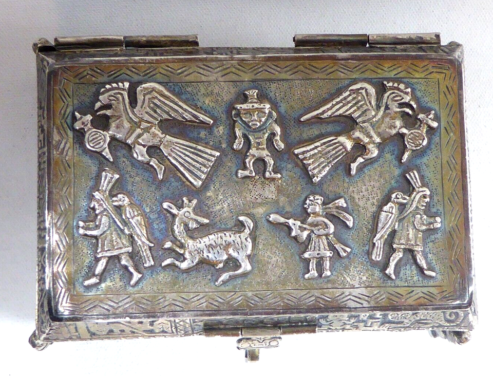 Vintage Peruvian Inca Sterling Silver Box Peru Handmade One Of A Kind ...