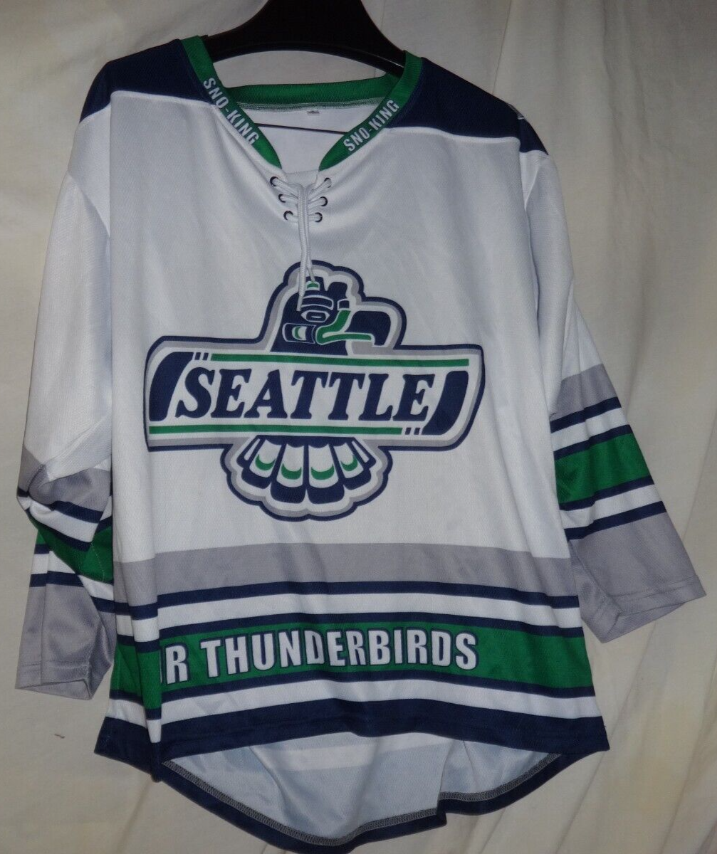 SEATTLE JR THUNDERBIRDS Game Used Worn AHA Hockey Home Jersey #11 Adult ...