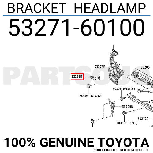 5327160100 Genuine Toyota BRACKET HEADLAMP 53271-60100 | eBay