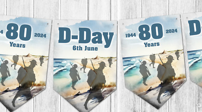D-Day Normandy Beach 80 Years Commemorative Armed Forces Bunting ...