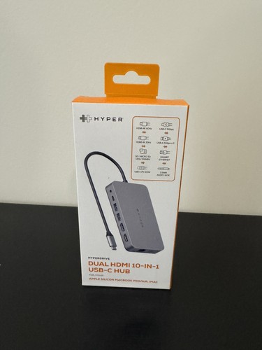 *NEW* Hyper HyperDrive Dual Monitor Adapter & Dual 10 Port USB, Macbook ...