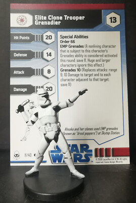 Elite Clone Trooper Grenadier, The Clone Wars, Star Wars Miniature, d20 ...