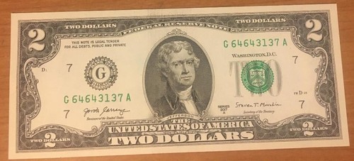CRISP UNCIRCULATED $2 2017 A FEDERAL RESERVE BANK NOTE-FRB #7 CHICAGO ...