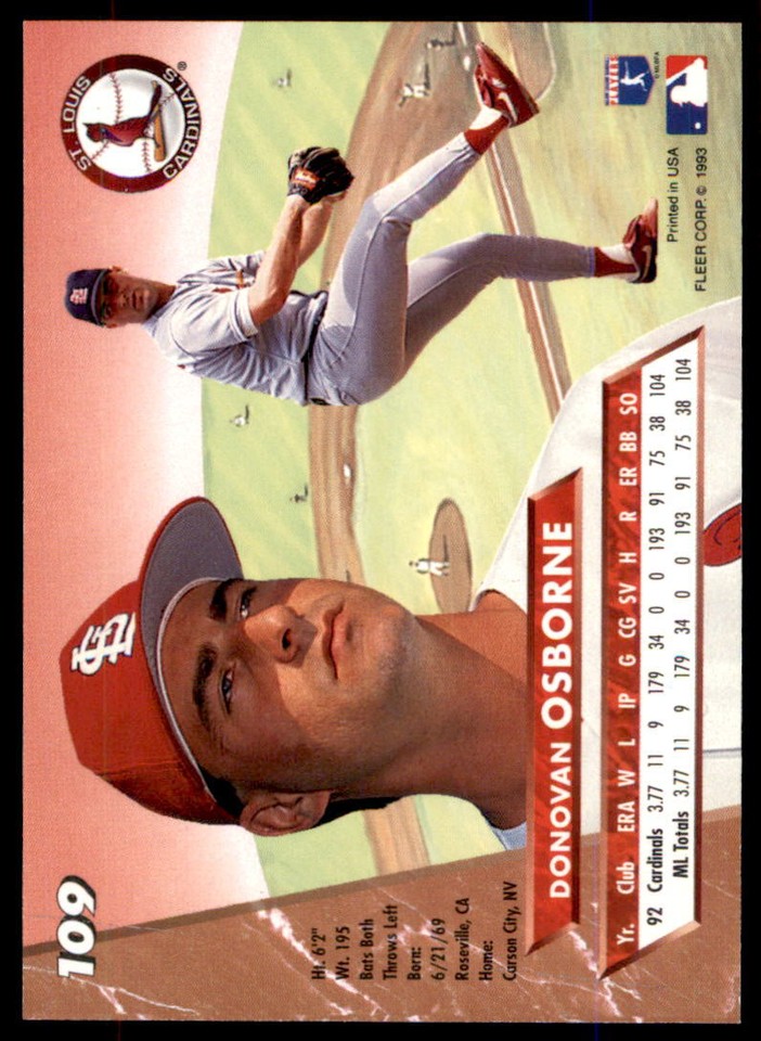 1993 Ultra Donovan Osborne #109 St. Louis Cardinals | eBay