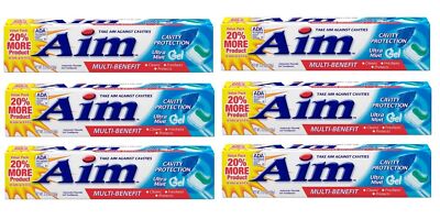 6-Pack Aim Cavity Protection Multi-Benefit Ultra Mint Gel Toothpaste 6 ...