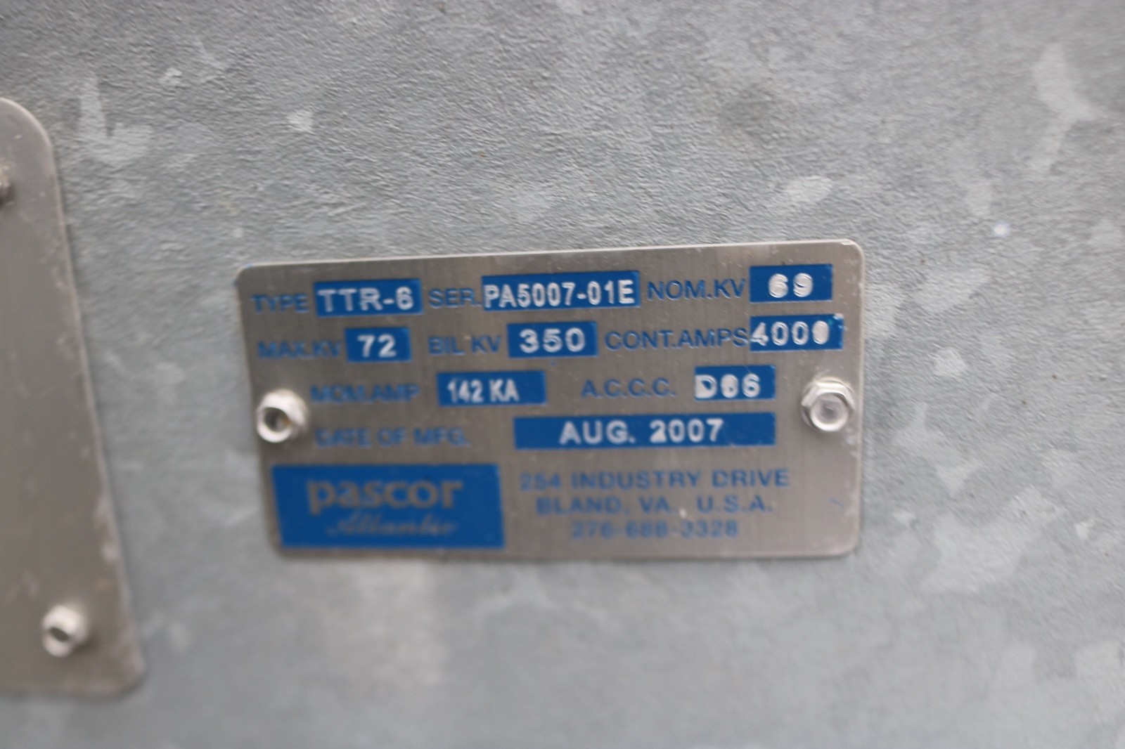 PASCOR TTR-6 4000 AMP AIR BREAK SWITCH | eBay