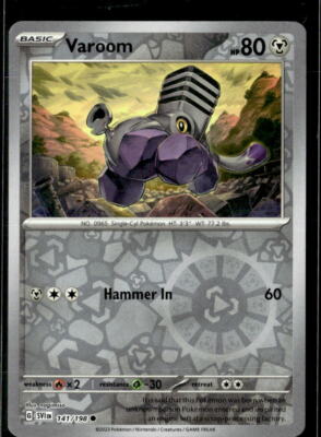 Pokemon Varoom 141/198 Scarlet Violet Base Reverse Holo Common 2 Card ...