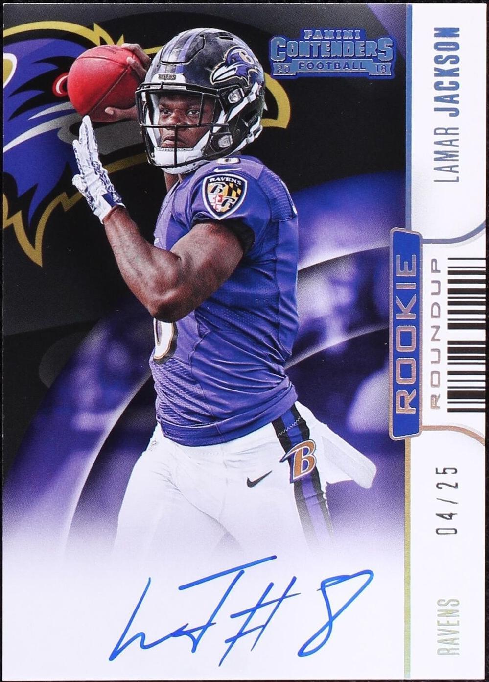 2018 Panini Contenders - Rookie Roundup Rps Autographs Lamar Jackson # ...