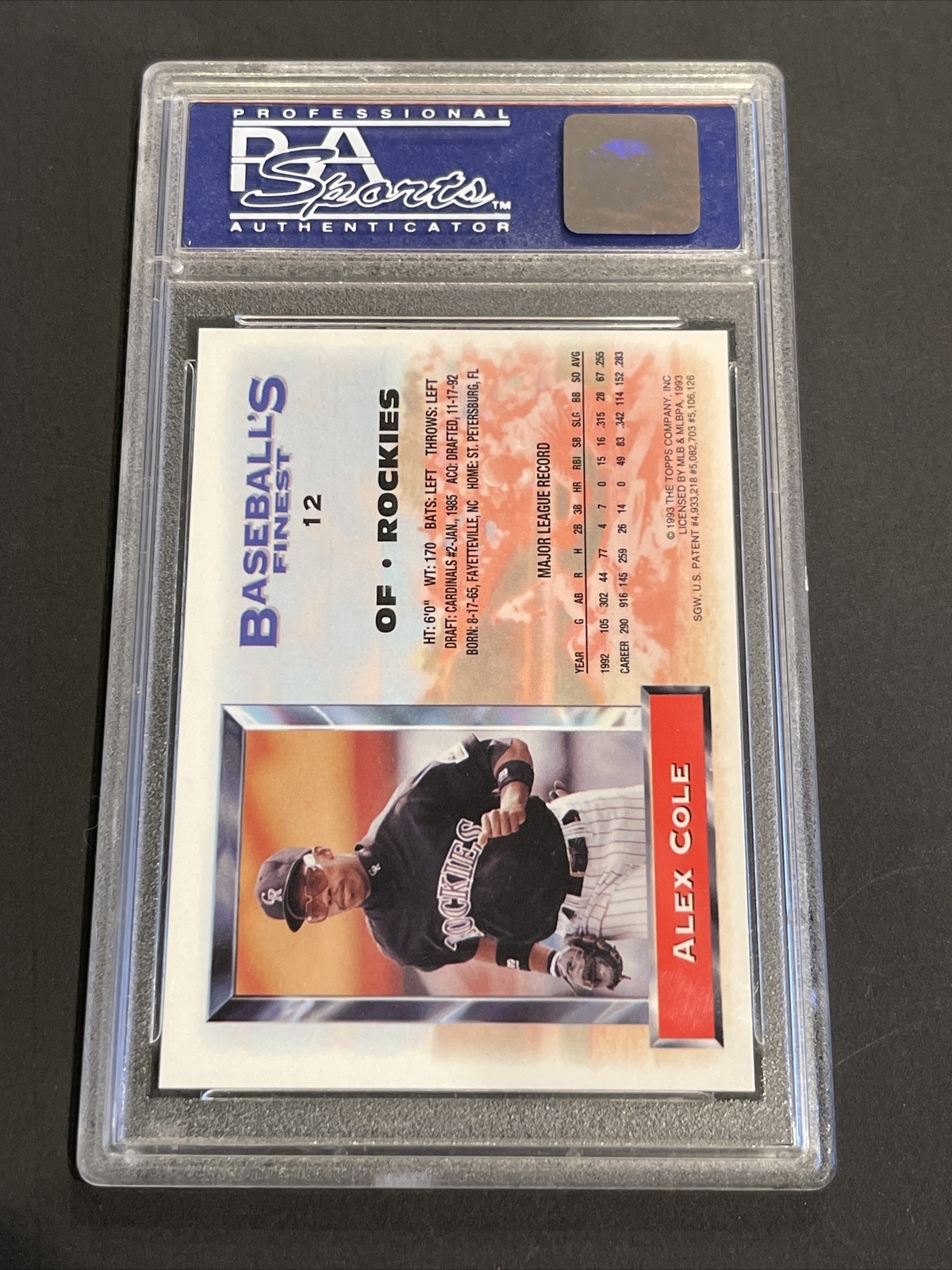 ALEX COLE 1993 FINEST REFRACTOR #12 COLORADO ROCKIES PSA 9 / 241 | eBay
