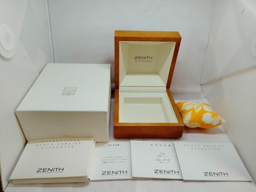 VINTAGE GENUINE ZENITH wood watch box case leather booklet 231105006yS ...