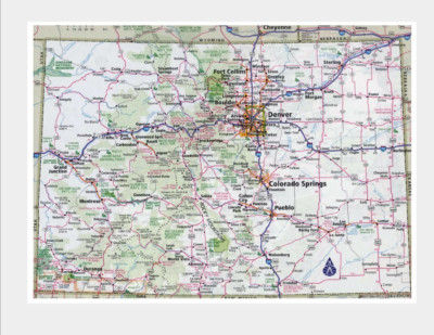 COLORADO STATE ROAD MAP County Cities Roads Denver Photo Poster 24x36 ...