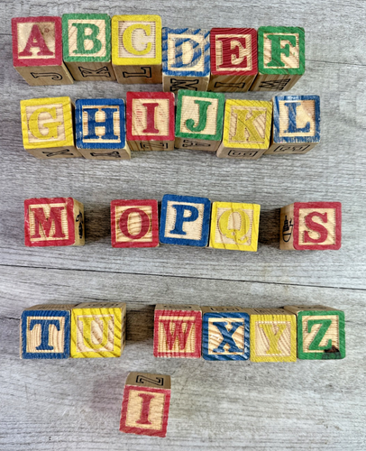 24 Vintage Wooden Childrens Alphabet Blocks 1 3/16" Blocks | eBay