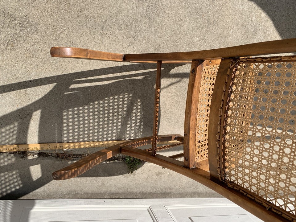 Antique ROCKER cane back rocking chair mid century modern wood | eBay