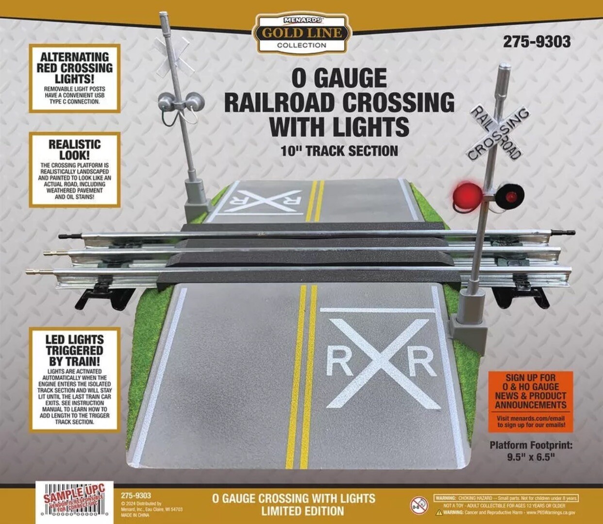 MENARDS RAILROAD CROSSING W/ LIGHTED FLASHERS! O GAUGE LIONEL ROAD ...