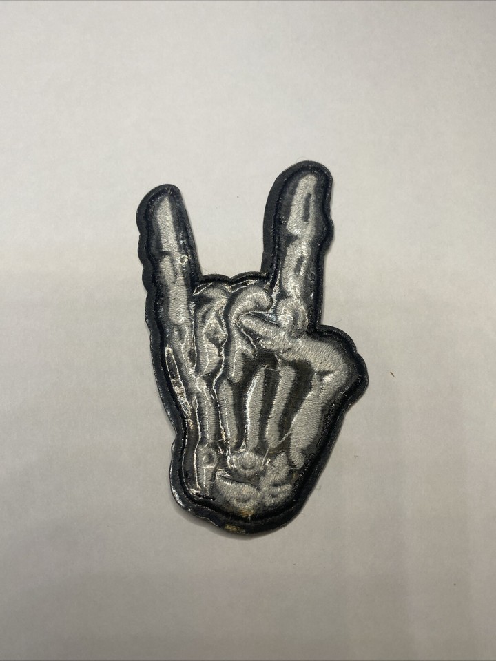 Skeleton Devil Horn Hand, Rock On, Patch Iron-On/Sew-On Bag A | eBay
