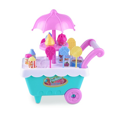 18pcs DIY Kids Toy Simulation Mini Candy Ice Cream Trolley Shop Pretend ...