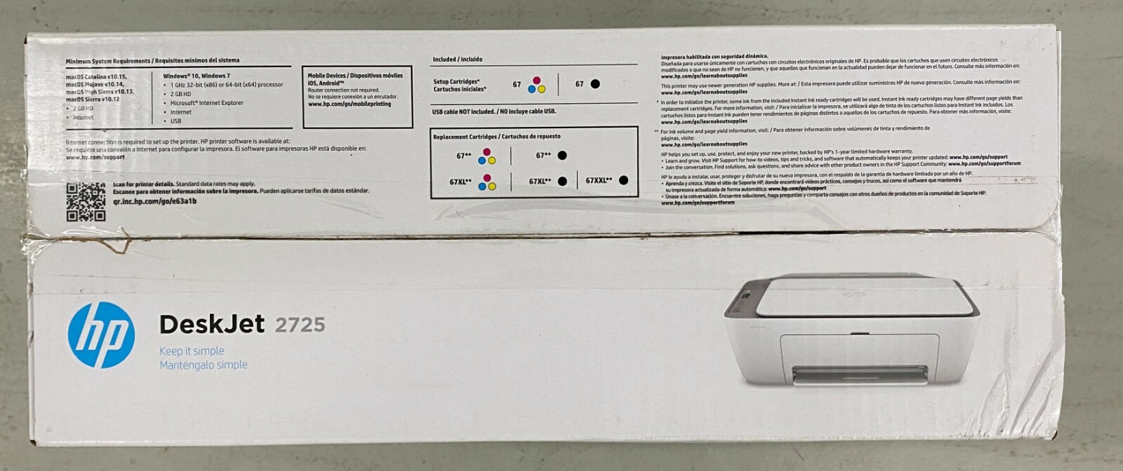 Brand New HP DeskJet 2725 Wireless All-in-One Printer Mobile Print Scan ...