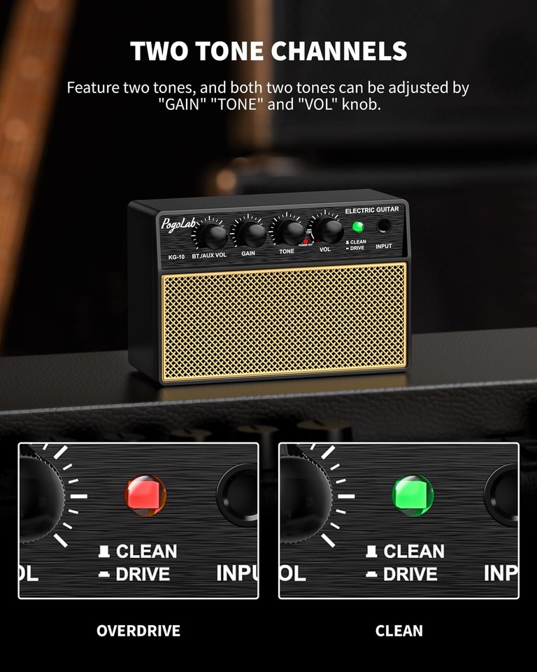 Mini Guitar Amp 10W, Rechargeable Guitar Amp for Guitar, Bluetooth ...