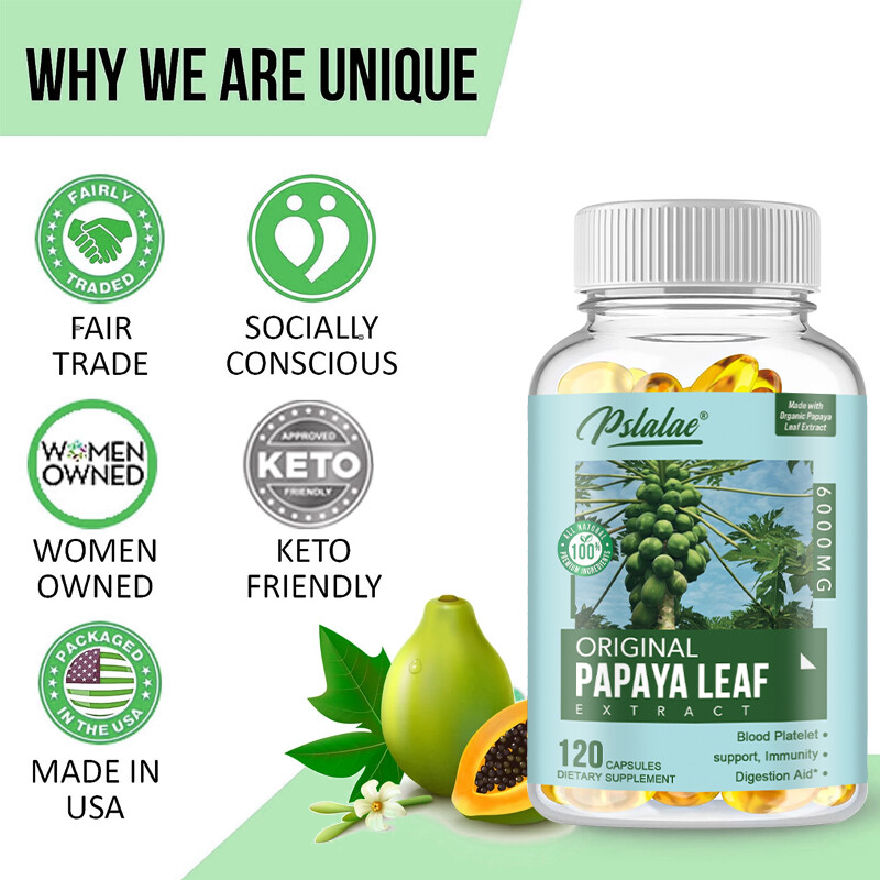 Original Papaya Leaf Extract 6000mg-Natural Blood Platelet Boost ...