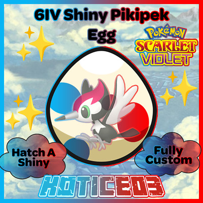 Pikipek SHINY 6IV EGG Pokemon Scarlet & Violet INDIGO DISK DLC | eBay