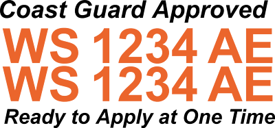 Orange Boat Registration Numbers Decals Vinyl Coast Guard Approved 3 ...