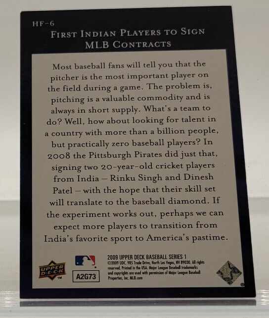2008 Historic Firsts Indian Players to Sign MLB Contracts Baseball Card ...