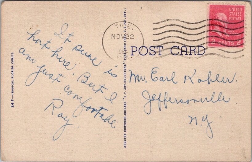 Vintage FLORIDA Comic Postcard "In Florida, It's Scant Attire ...