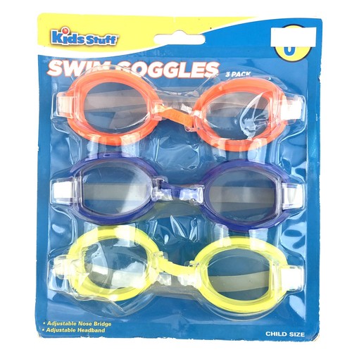Kids Stuff Swim Goggles 3 Pack Orange, Blue & Yellow Child Size ...