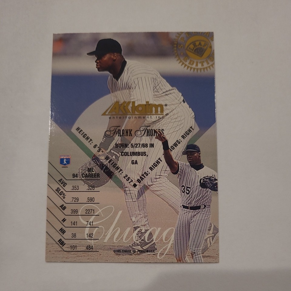 1995 Leaf Frank Thomas The Big Hurt Baseball Card From Video Game | eBay