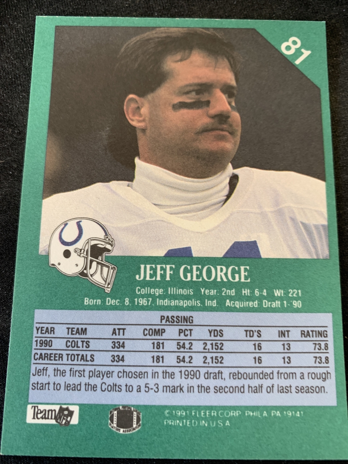 1991 Fleer - #81 Jeff George for sale online | eBay