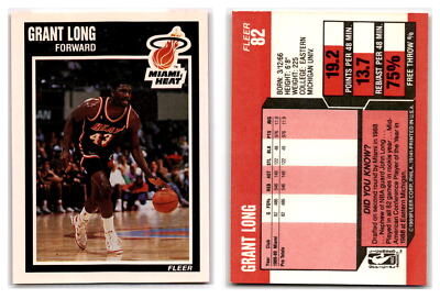1989-90 Fleer Basketball #82 Grant Long RC - Miami Heat | eBay