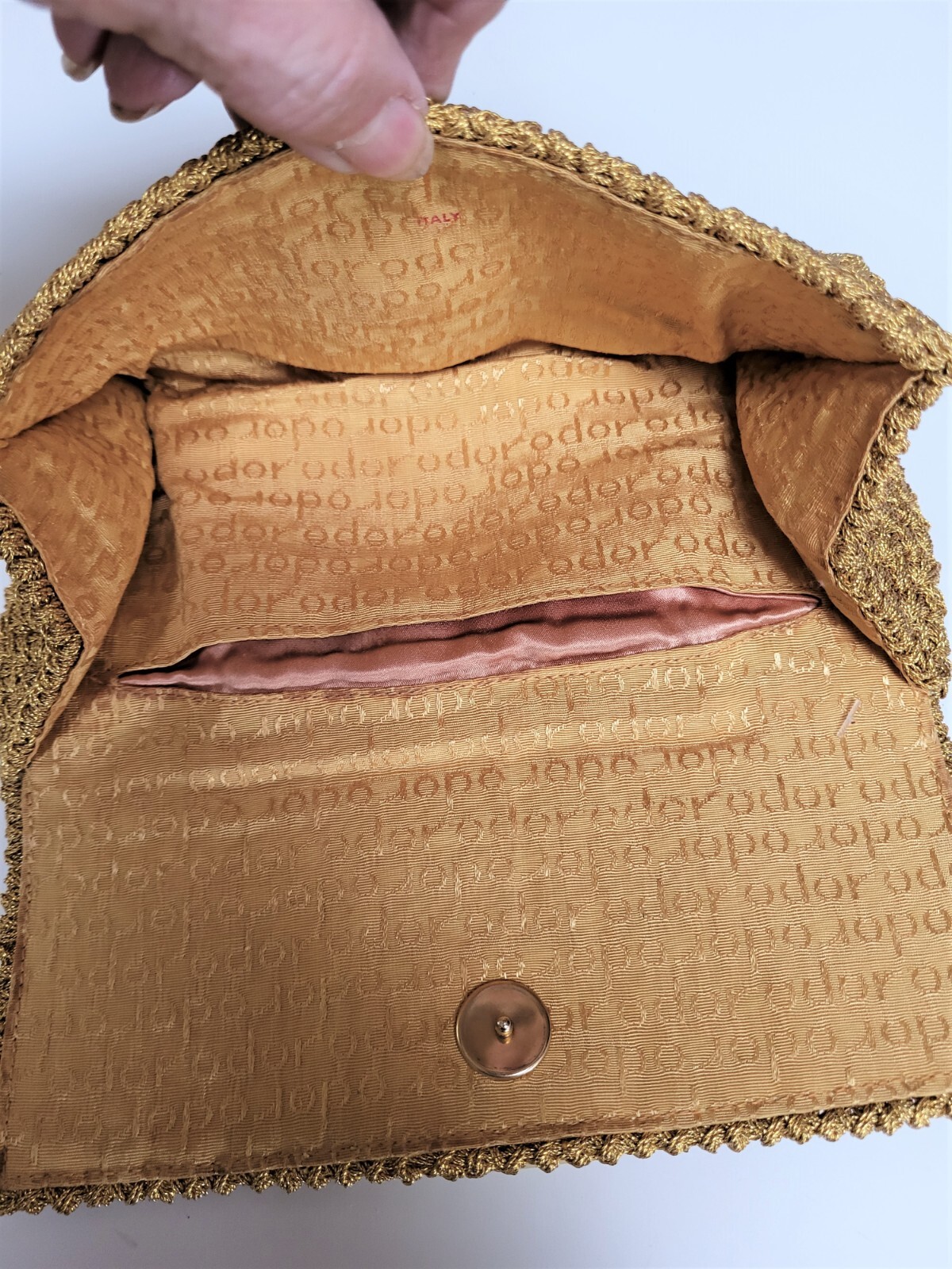 Vintage RODO Gold Metallic Woven Clutch Evening Bag w… - Gem