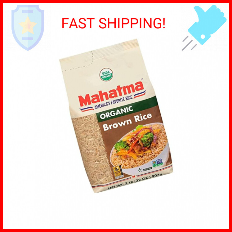 Mahatma Organic Brown Rice, 2-Pound Bag of Rice, Microwave Rice in 20 ...