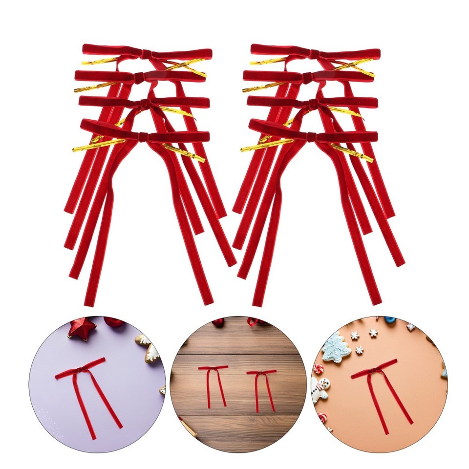 20 Pcs Velvet Bow Wedding Chair Back Burgundy Ribbon Bows Christmas ...