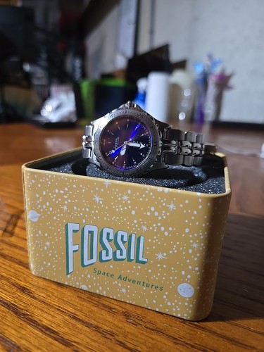 Fossil Blue Dial Stainless Steel Watch – Retro “Space Adventures ...