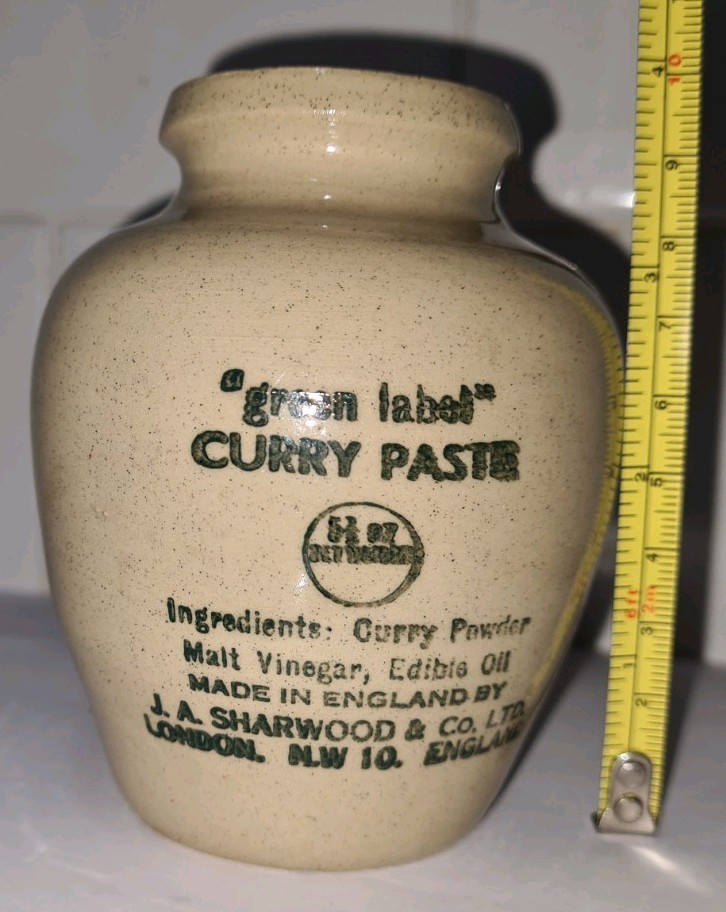 Vintage J.A. Sharwood Ceramic 'Green Label' Curry Paste Jar In VGC No ...