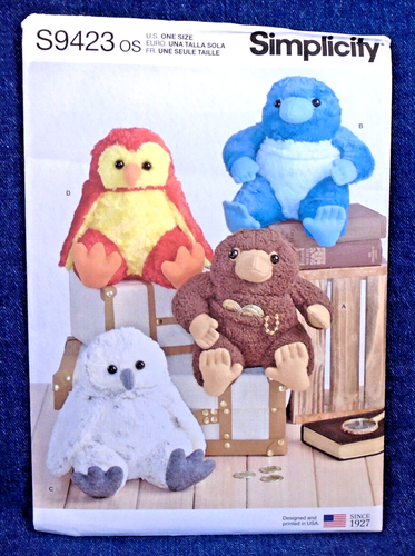 Simplicity Craft Pattern 9423 8.5" Soft Stuffed Animal Platypus Owl ...