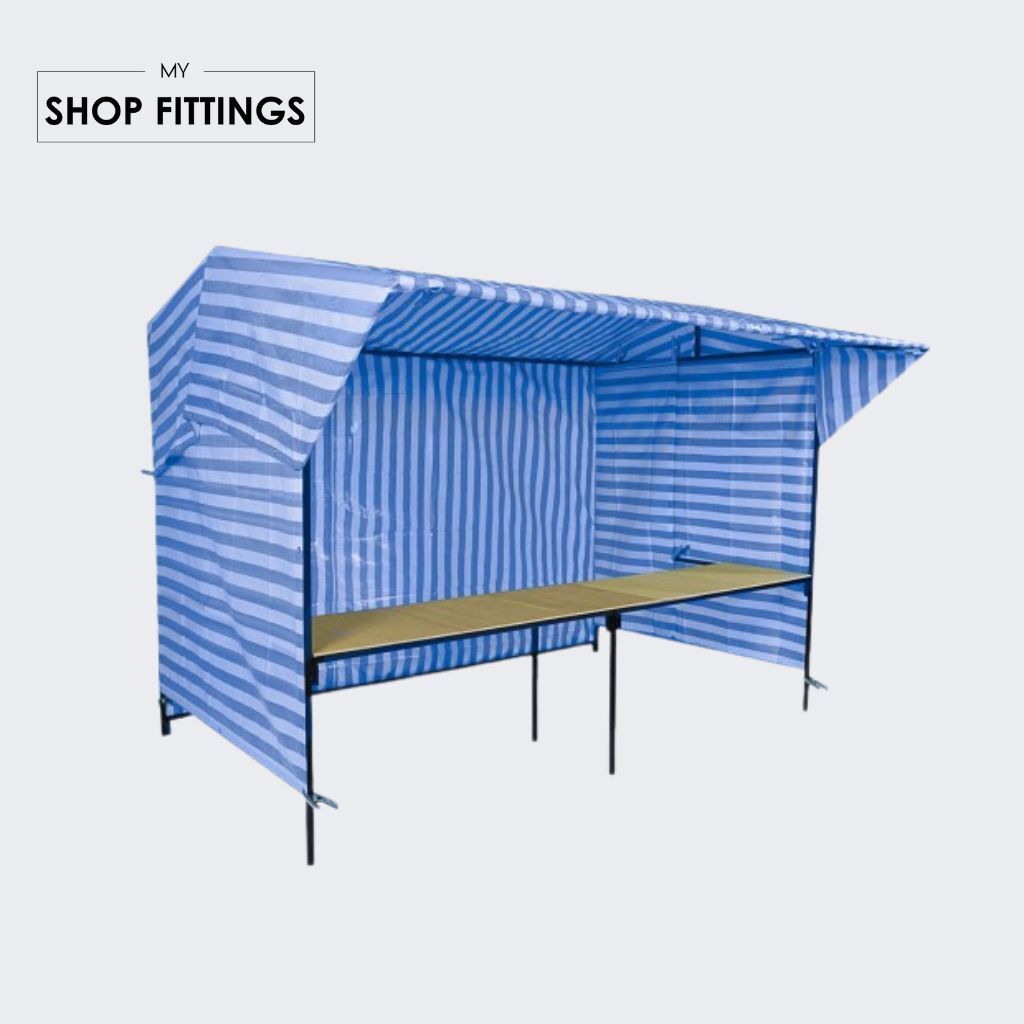 HD Blue/White 170gsm Striped Tarpaulin Heavy Duty Market Stall Cover ...