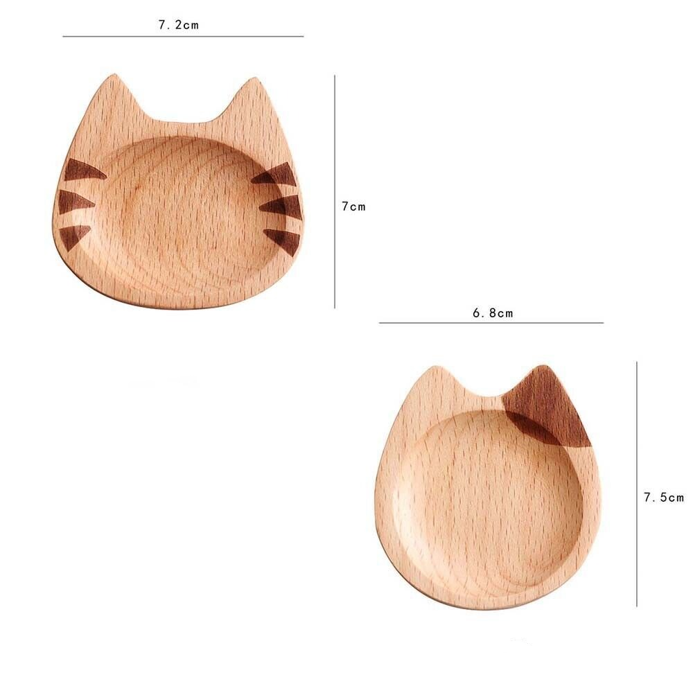 Cats Shape Dumpling Sauce Plate Japanese Style Small Wooden Plate Tasty ...