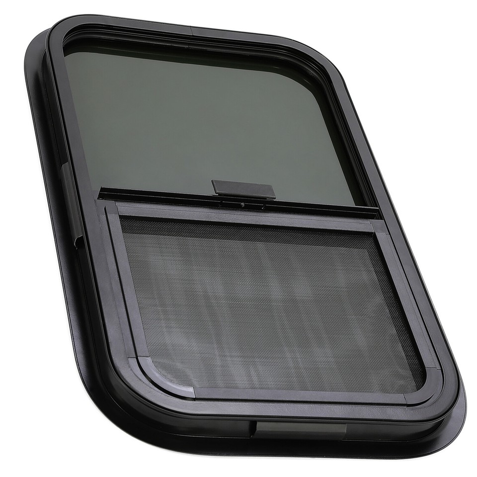 24" x 15" For Camper Cargo Trailer Slider RV Window W/ Trim Ring Screen ...