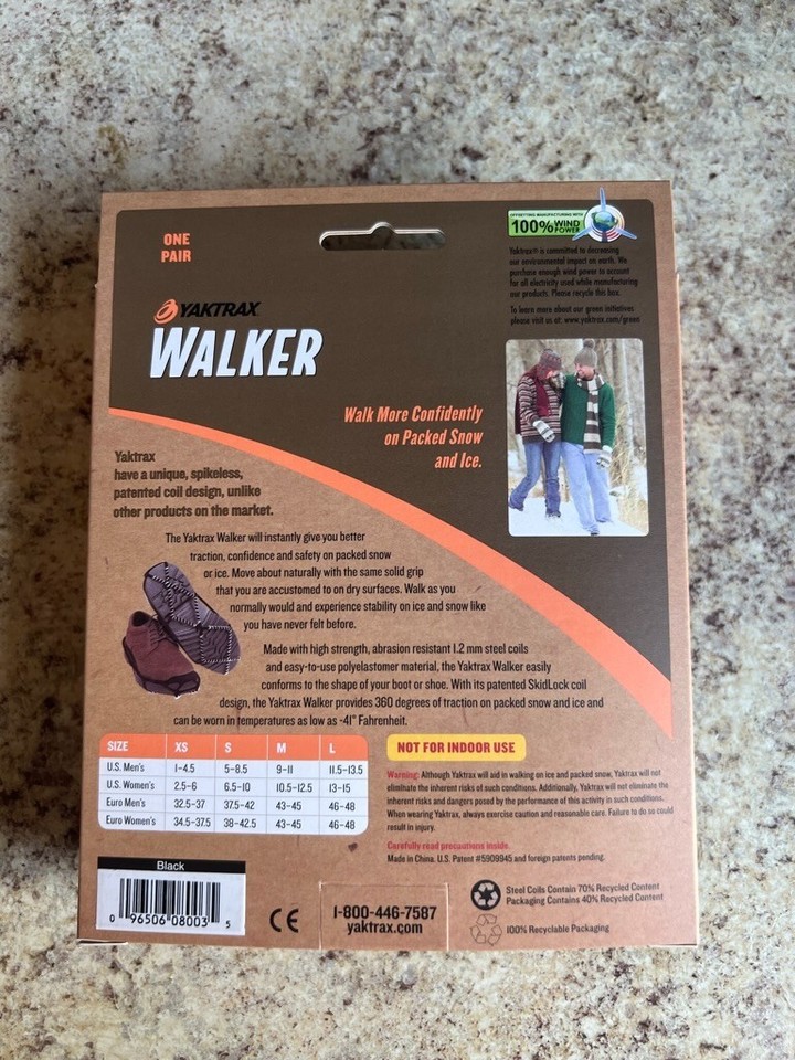 Yaktrax Traction Walker for Walking on Snow and Ice - Size Large | eBay