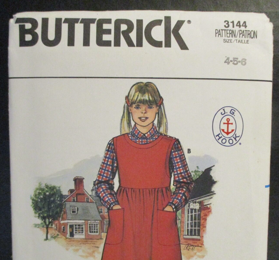 Butterick Pattern 3144 Girls Jumper & Blouse Size 4-5-6 UC L/S Sleeves ...